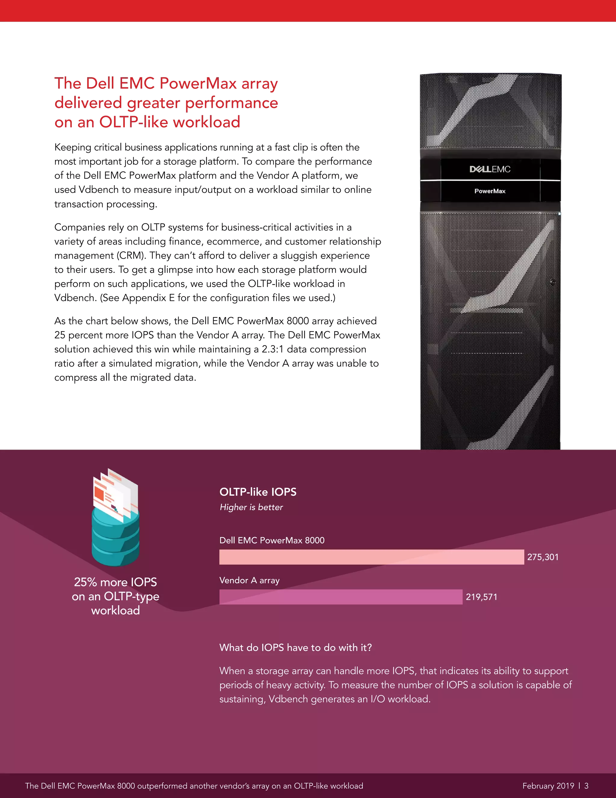 The Dell EMC PowerMax 8000 outperformed another vendor's array on an OLTP-like workload | PDF