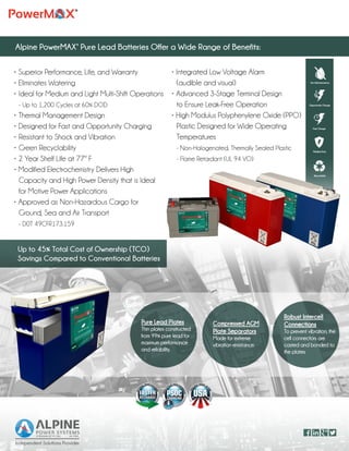 PowerMAX TPPL Batteries For Forklift Applications | PDF