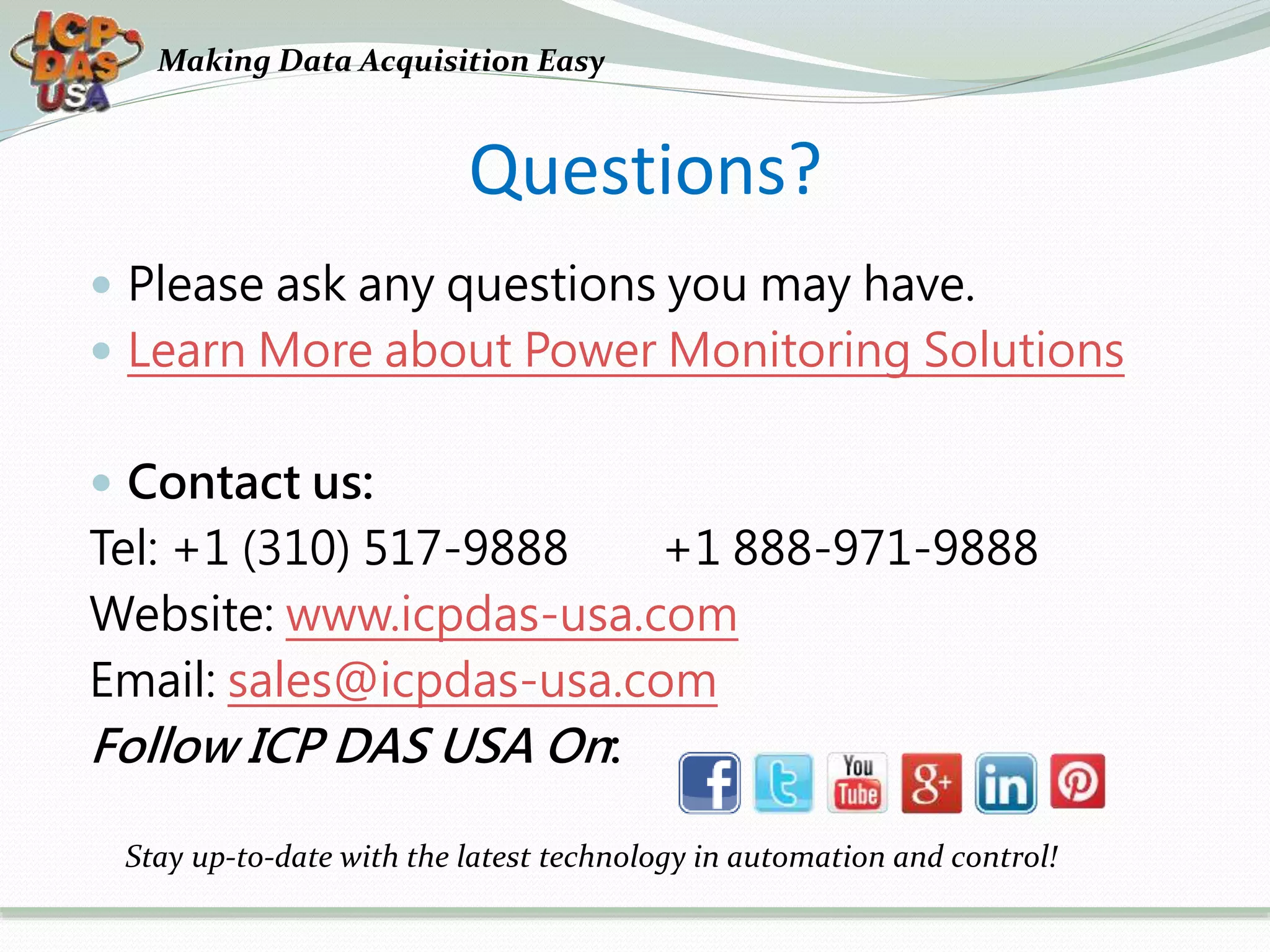 ICP DAS USA Power Meter and Energy Monitoring Solutions | PPTX