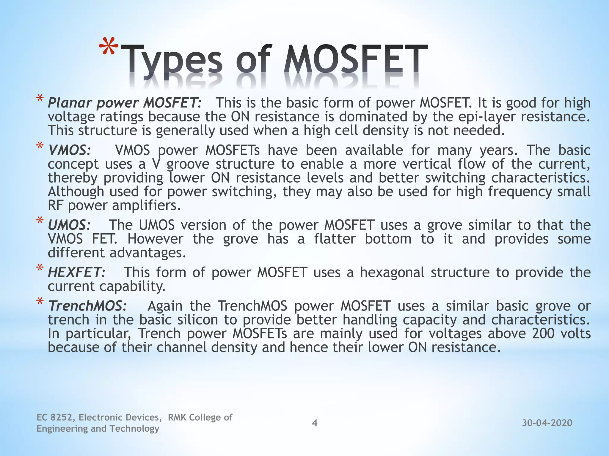 Power mosfet | PPTX