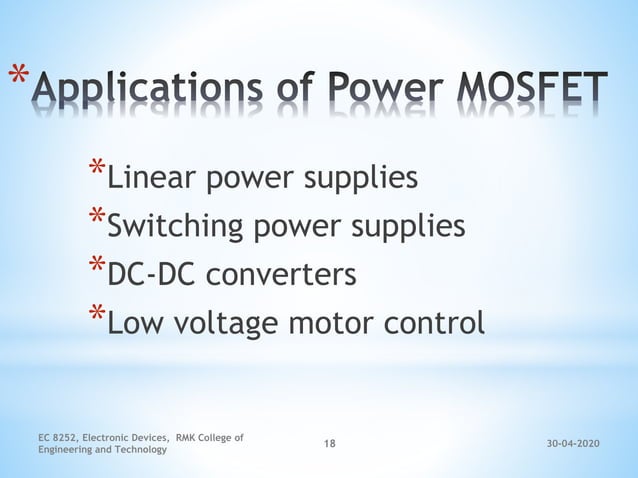 Power mosfet | PPTX | Consumer Electronics | Technology & Computing