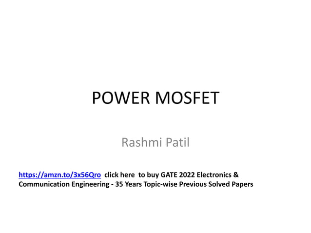 Power mosfet | PPTX | Consumer Electronics | Technology & Computing