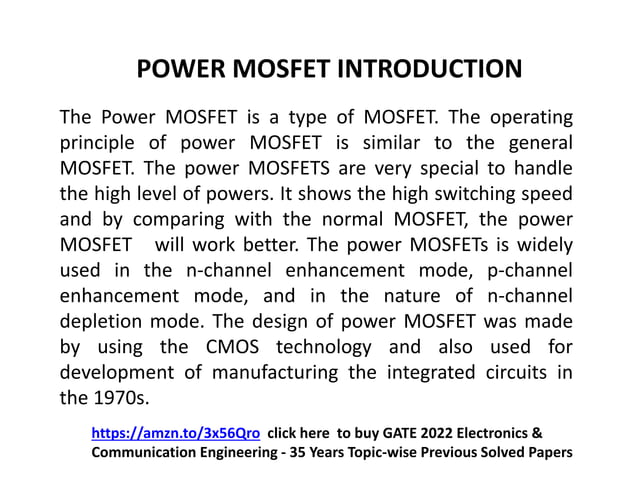 Power mosfet | PPTX | Consumer Electronics | Technology & Computing