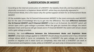 MOSFET working principle, operation & application | PPTX