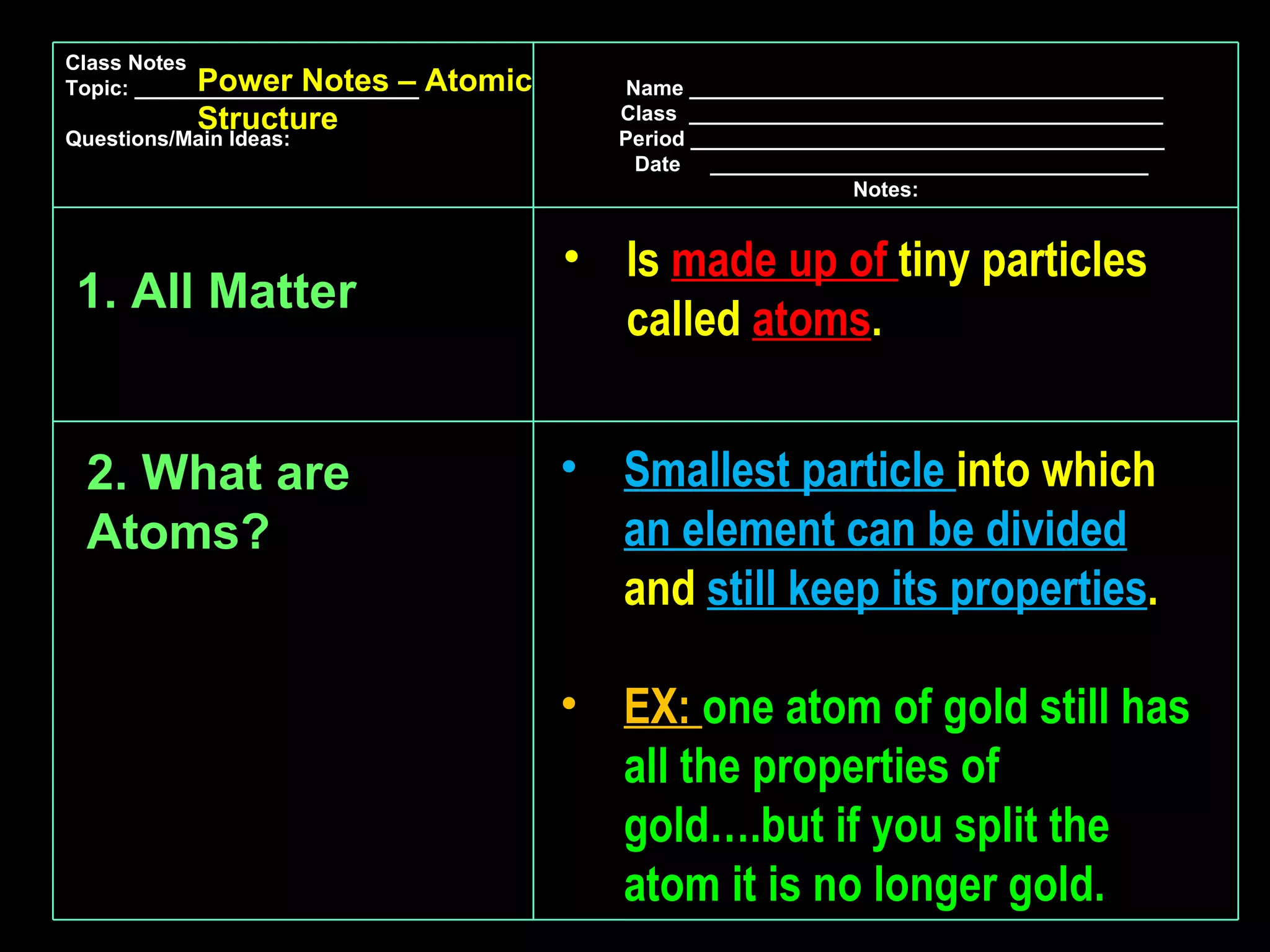 Power Notes Atomic Structure | PPT