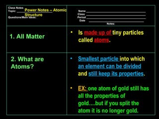 Power Notes Atomic Structure | PPT