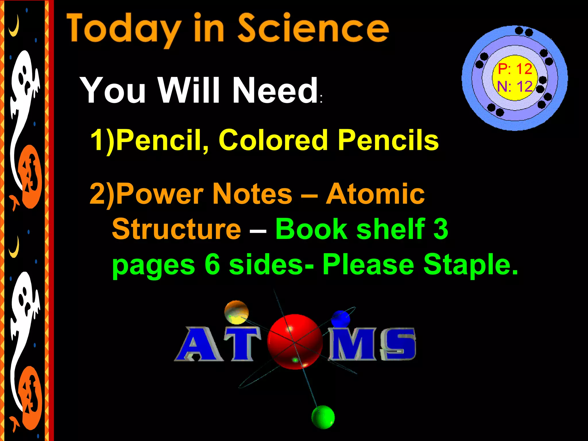 Power Notes Atomic Structure-Day 1 | PPT | Chemistry | Science