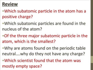 Power Notes Atomic Structure Day 3 | PPT