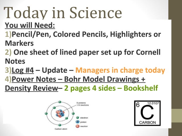 Power Notes Bohr Models- Day 1 | PPT