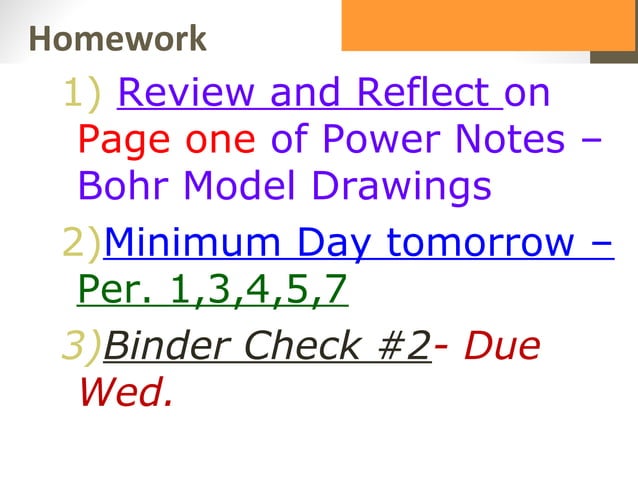 Power Notes Bohr Models- Day 1 (2) | PPT