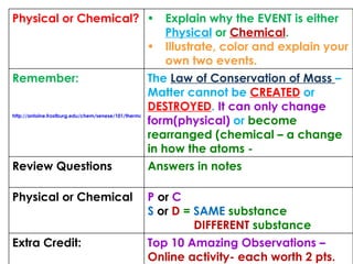 Power Notes: Physical vs. Chemical | PPT | Chemistry | Science