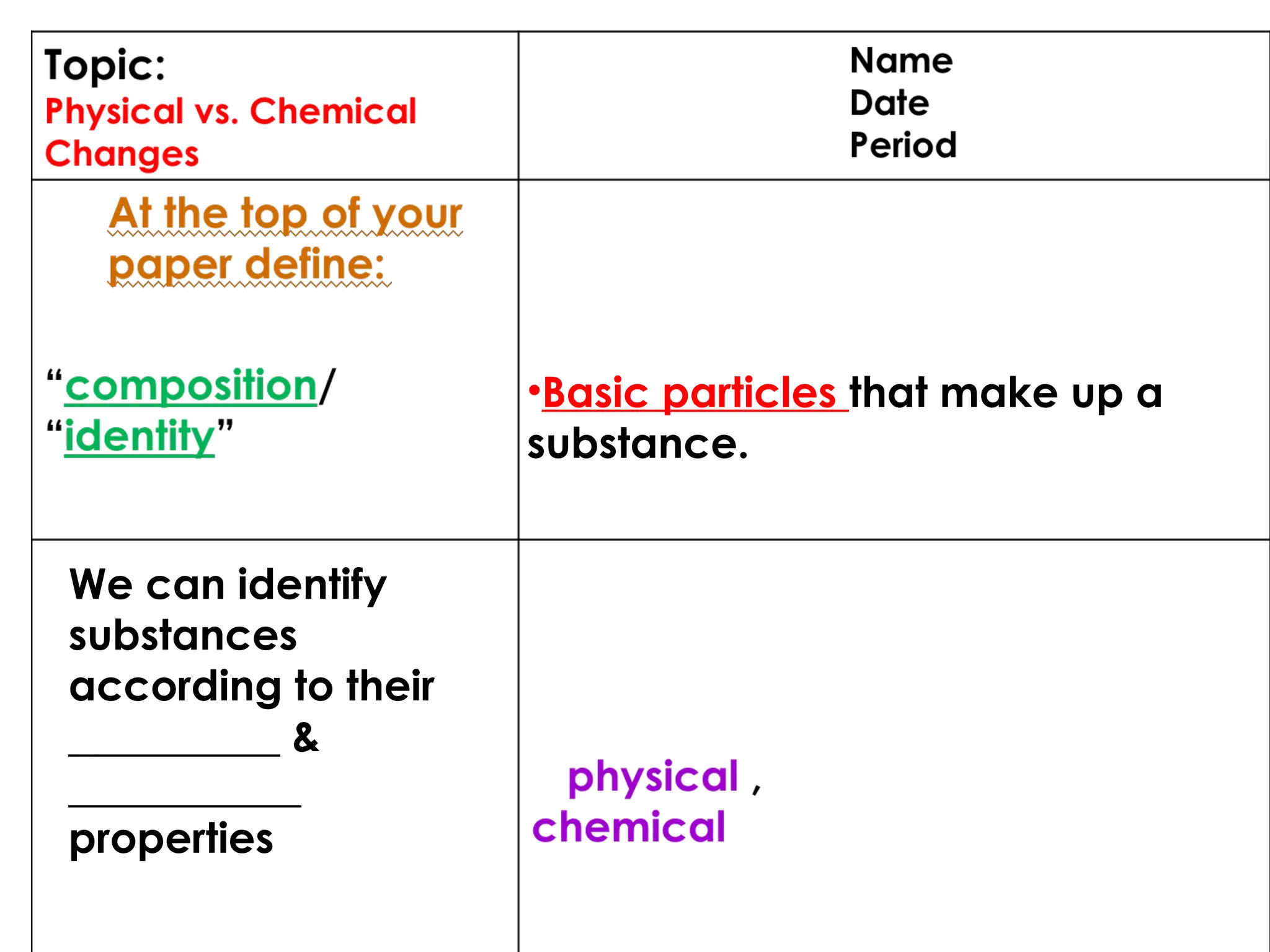 Power Notes Physical vs. Chemical Day 1 | PPT