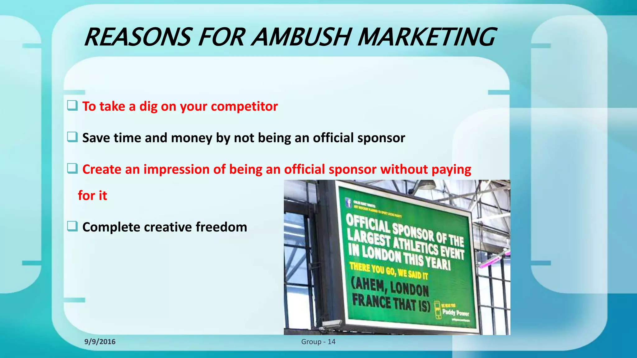 Power of ambush marketing final | PPT