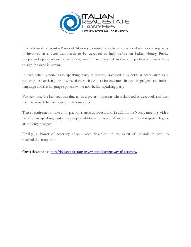 Power Of Attorney Language When Signing A Deed