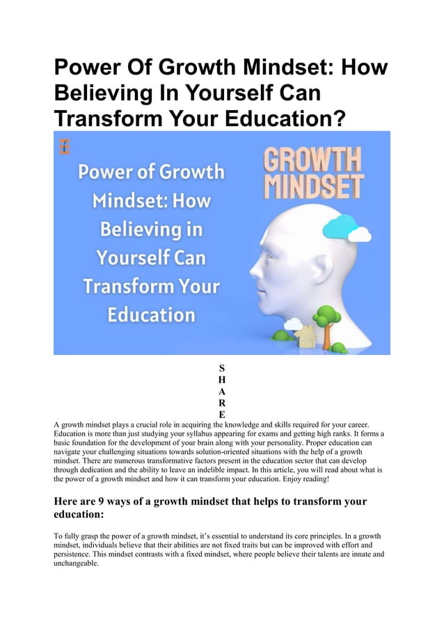 Power Of Growth Mindset: 9 Ways Of A Growth Mindset That Helps To ...