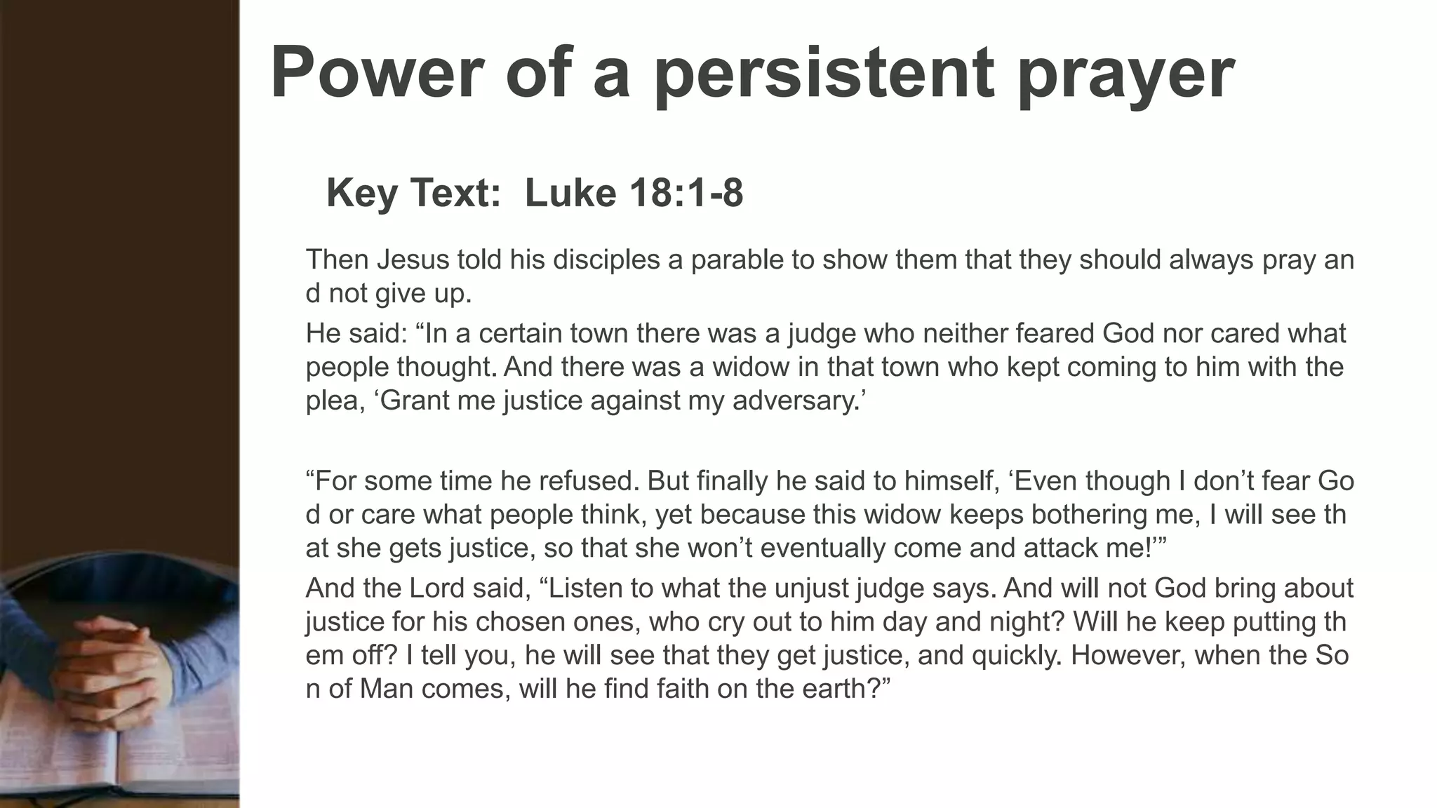 Power of persistent prayer - Sermon | PPT