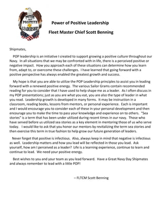 Power of positive leadership handbook | PDF