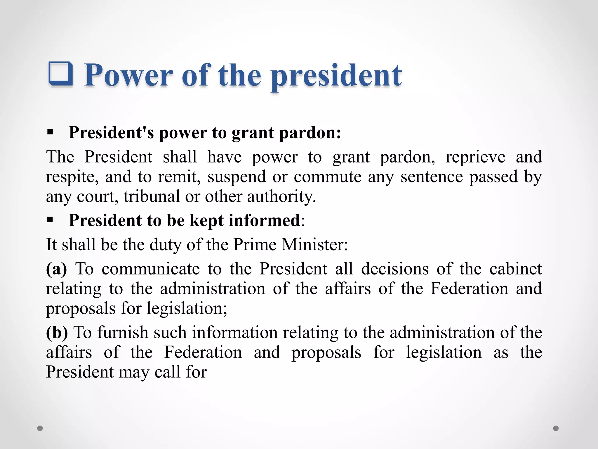 Power of president under 1973 constitution | PPTX