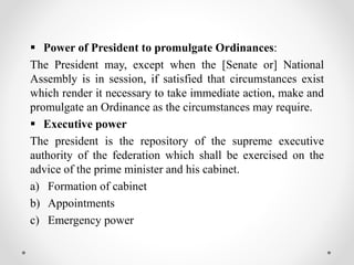 Power of president under 1973 constitution | PPTX