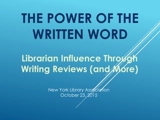 Power of the Written Word | PPT