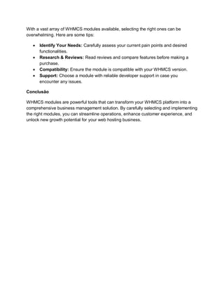 Discover the Best WHMCS Modules to Enhance User Experience | PDF