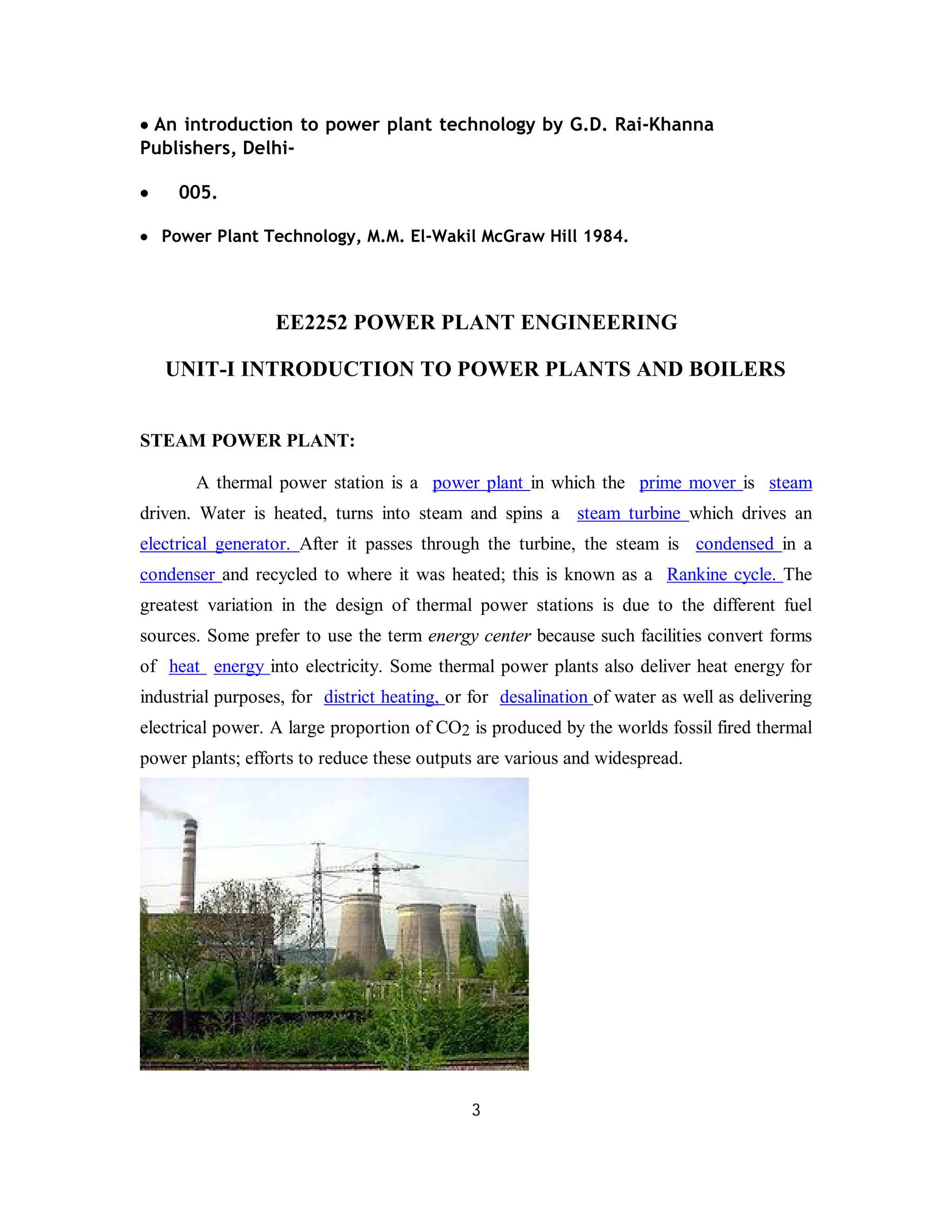 power plant. engineering for btech mechanical | PDF