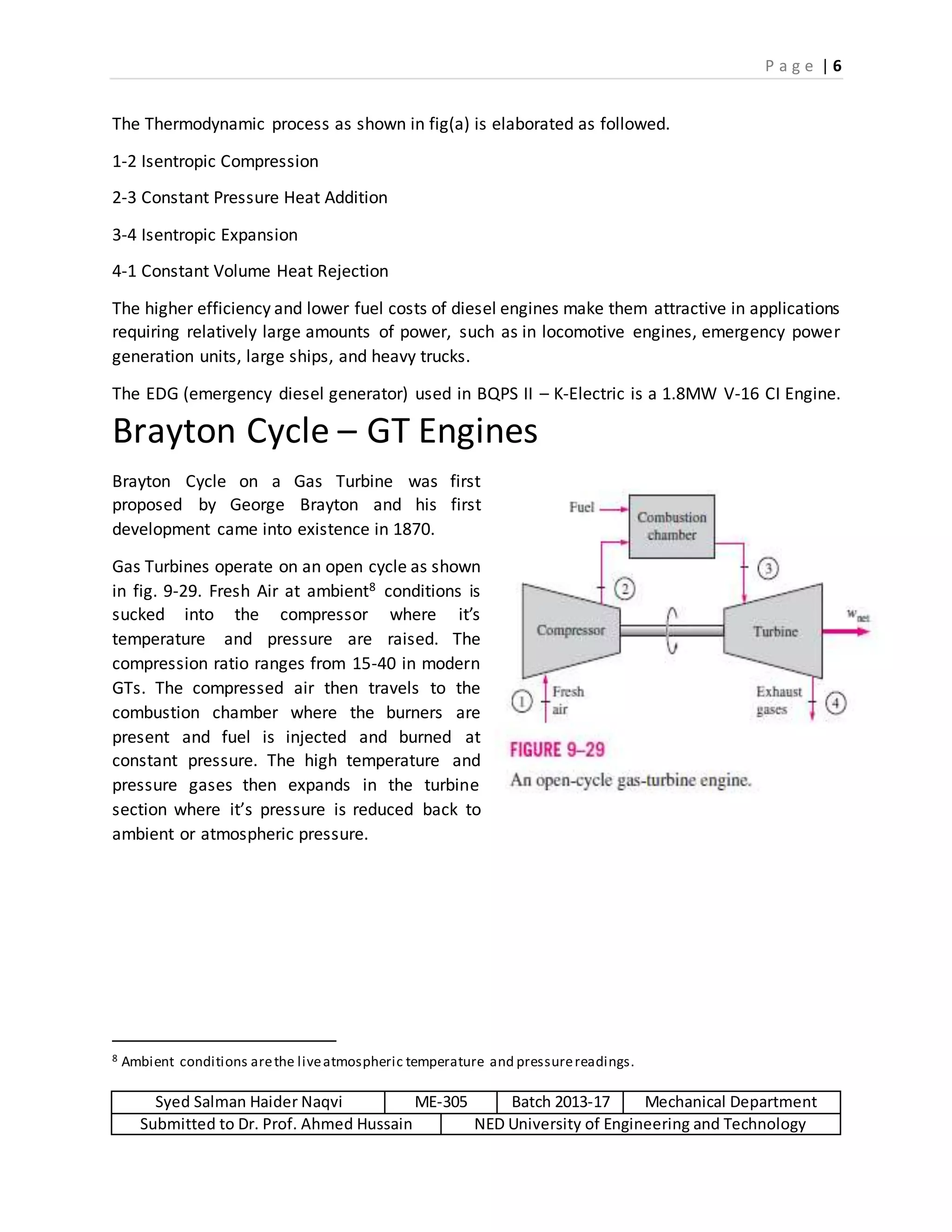 Power Plants and Basic Thermodynamic Cycles | DOCX
