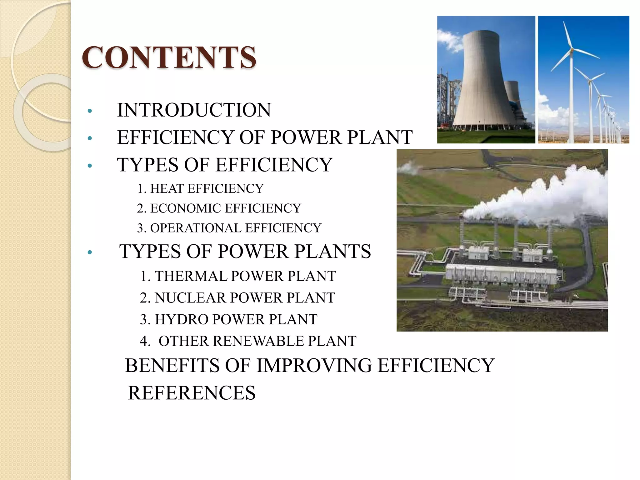 efficiency of various power plants | PPTX