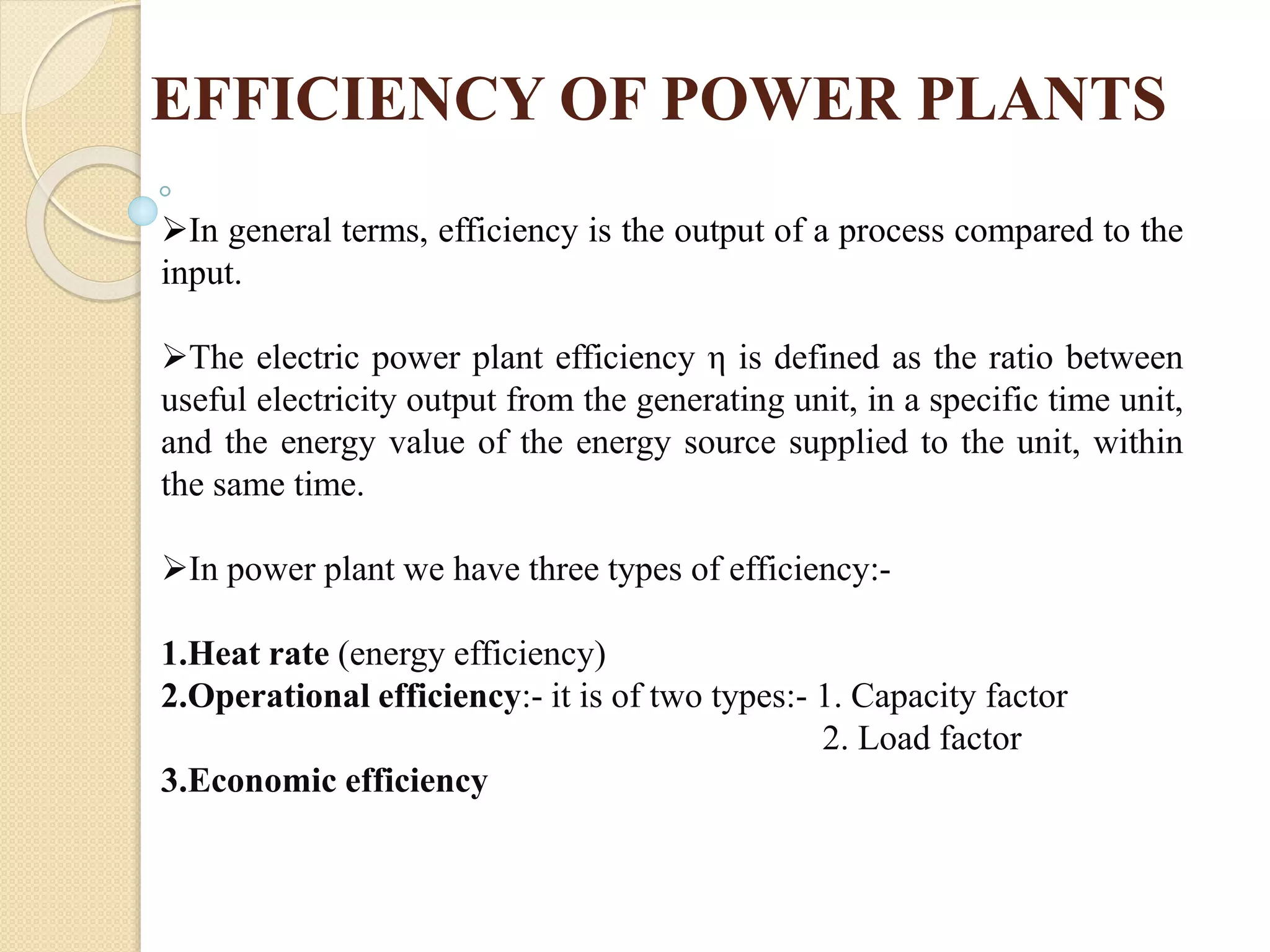 efficiency of various power plants | PPTX