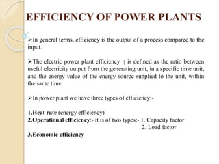 efficiency of various power plants | PPTX