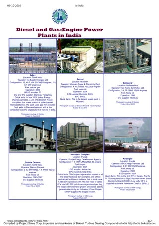 Power Plants in India - Plant Details - For Sealing Compounds for Power ...