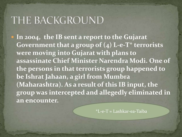 Power Play behind the Ishrat Jahan encounter | PPTX