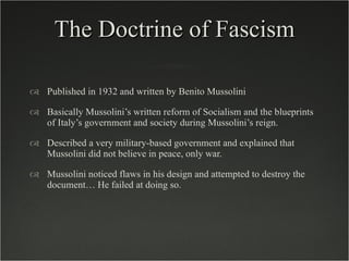 Doctrine of Fascism | PPT