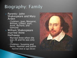 William Shakespeare's Crib | PPTX | Poetry | Books and Literature