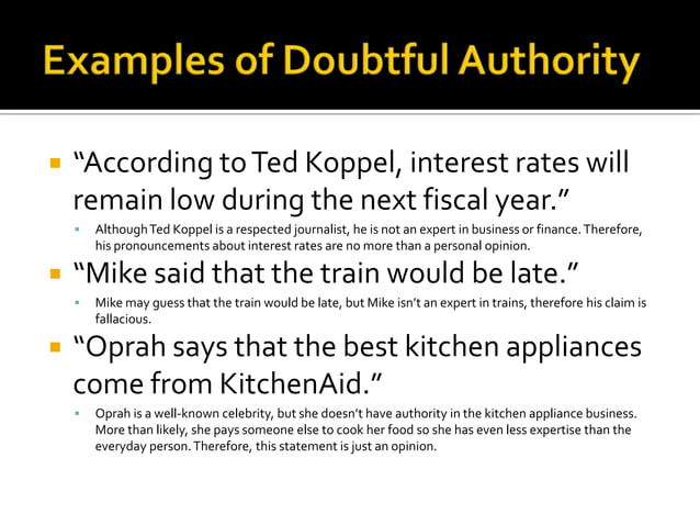 Appeal to Doubtful Authority | PPT