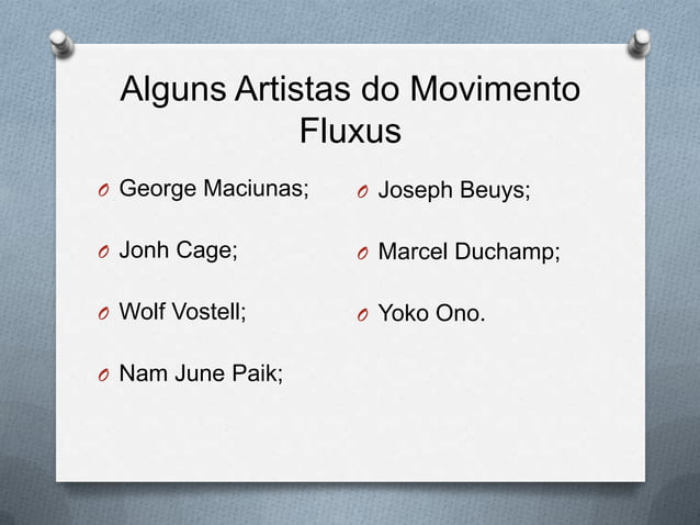 Trabalho sobre Fluxus (Yoko Ono) | PPTX