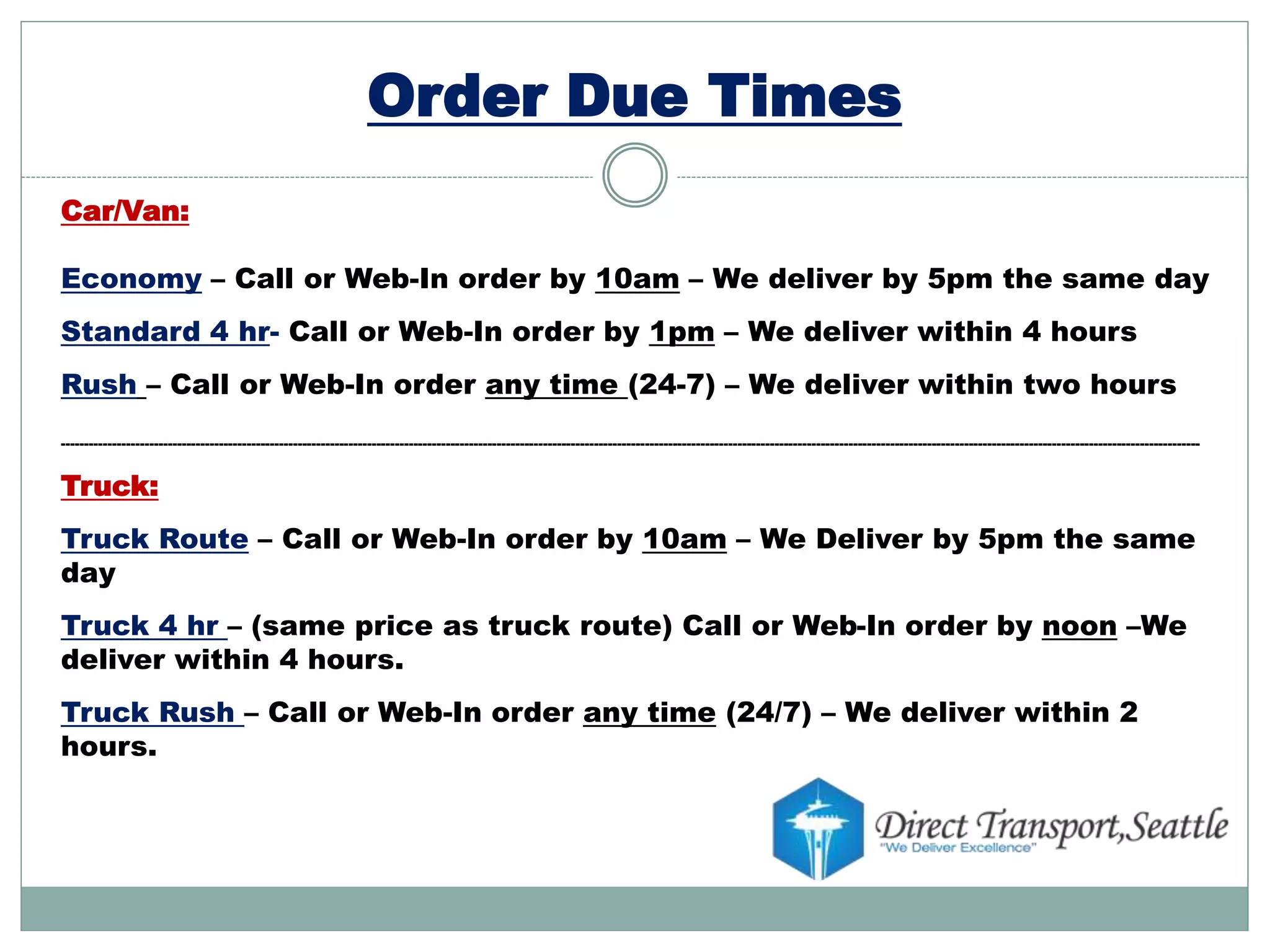 Direct Transport Seattle Services | PPTX