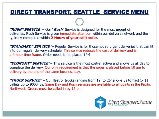 Direct Transport Seattle Services | PPTX