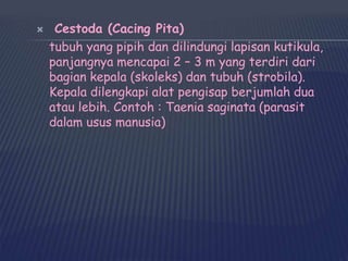 ciri,peran,reproduksi,contoh,struktur platyhelminthes | PPTX