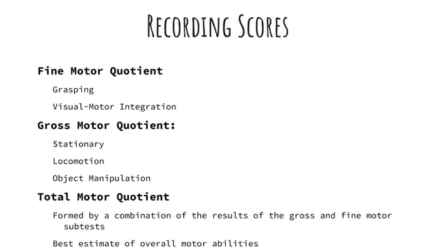Peabody Developmental Motor Scales (PDMS) - 2 | PPTX | Parenting Babies ...