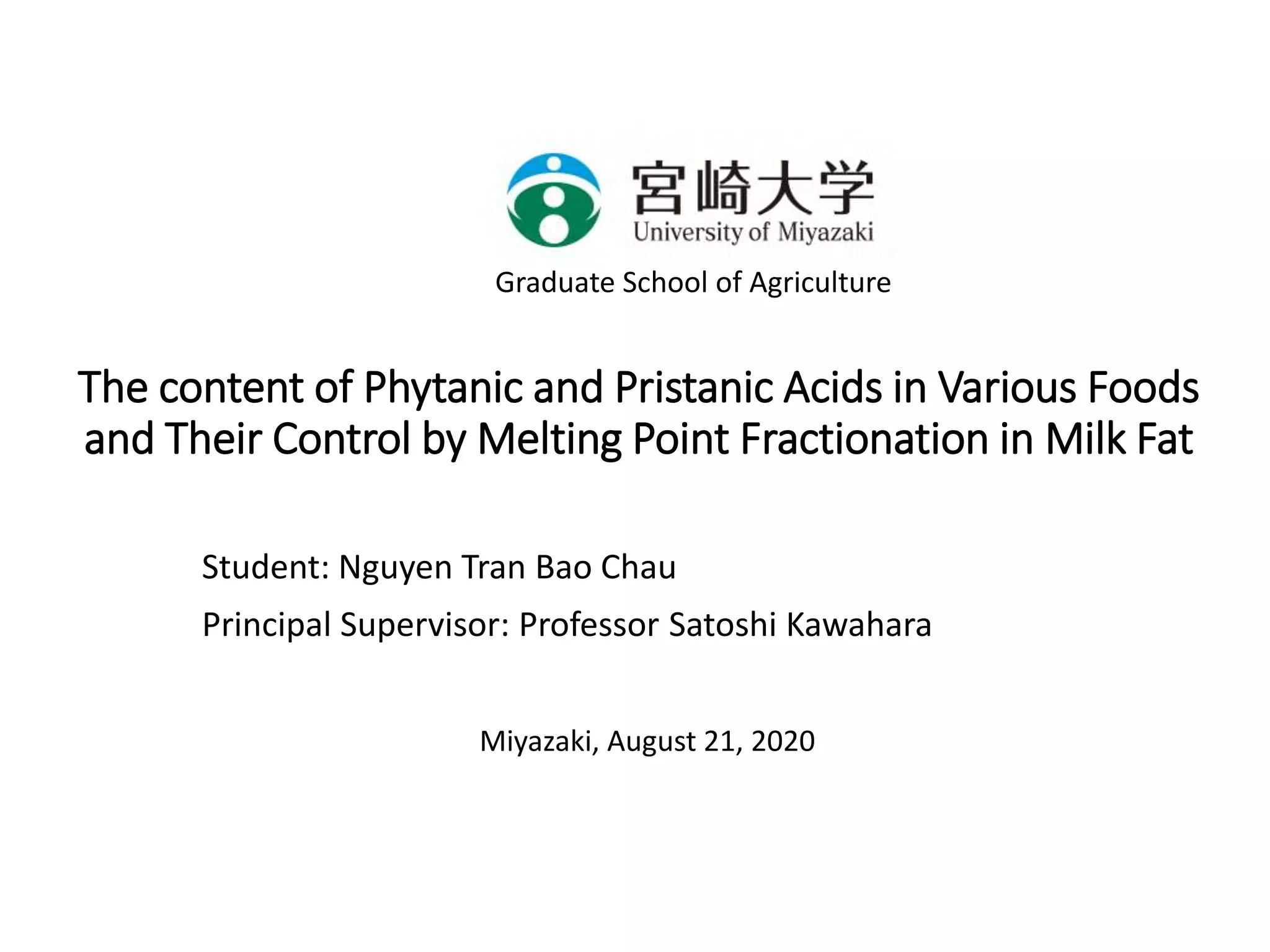The content of Phytanic and Pristanic Acids in Various Foods and Their ...