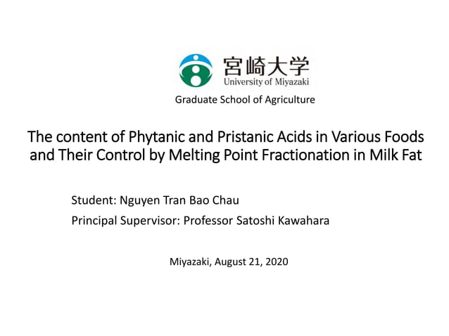 The content of Phytanic and Pristanic Acids in Various Foods and Their ...