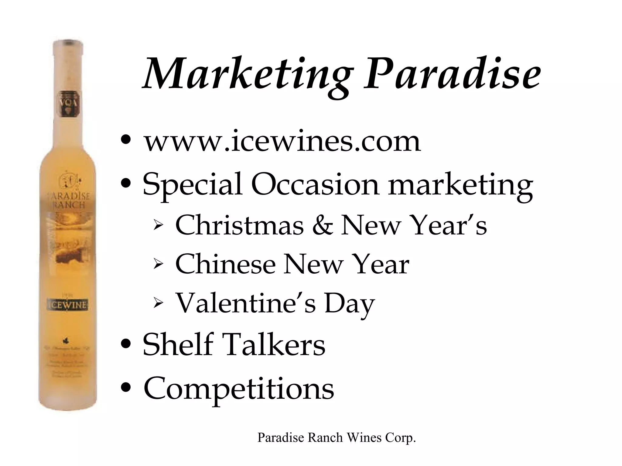 Paradise Ranch Wine Corp & Whistler Icewine | PPT