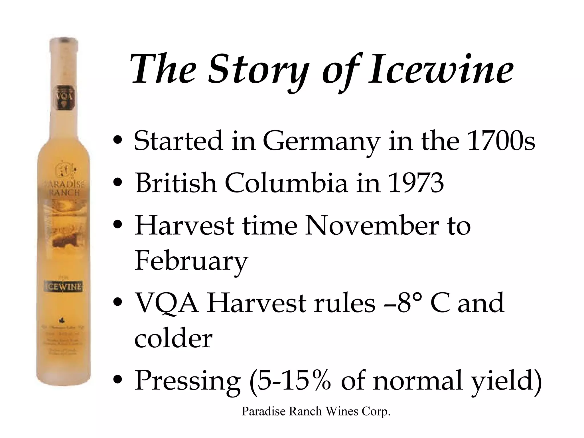 Paradise Ranch Wine Corp & Whistler Icewine | PPT