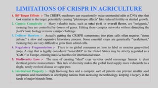 CRISPR-Cas Mediated Gene Editing in Crop Improvement and Agriculture | PPTX