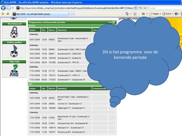Aanmelden KNVB voor programma overzicht | PPT