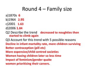 1 Quiz on Changing Family Patterns with Answers | PPTX