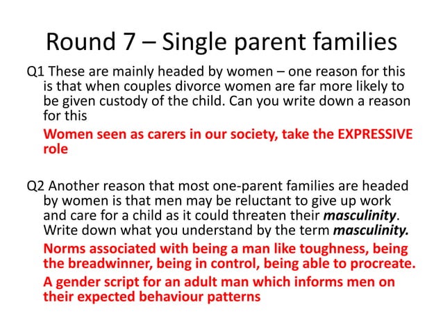 1 Quiz on Changing Family Patterns with Answers | PPTX