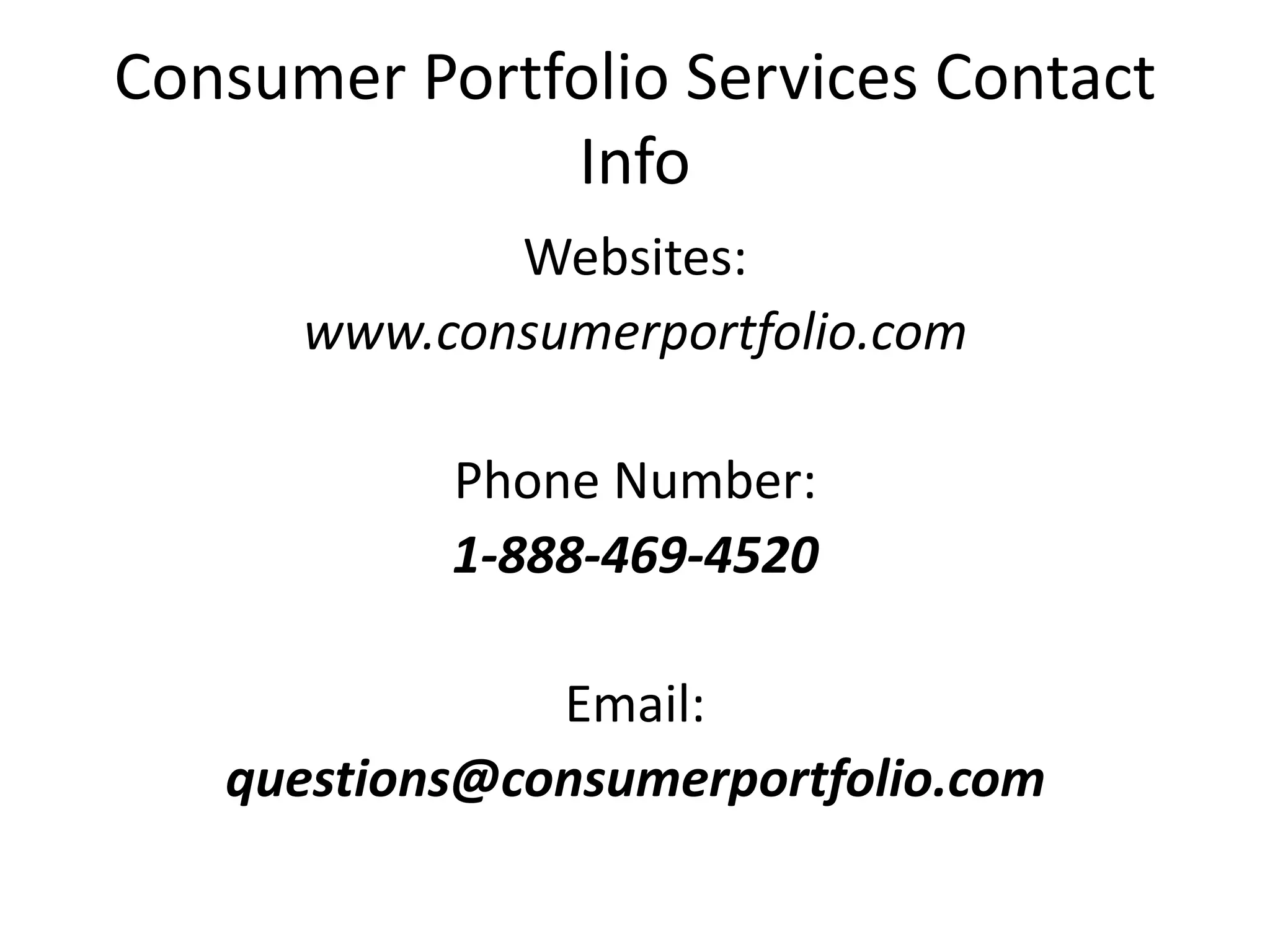 Consumer Portfolio Services | PPT