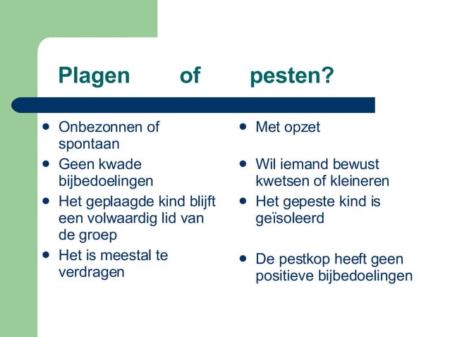 PowerPoint "De pest aan pesten" | PPT